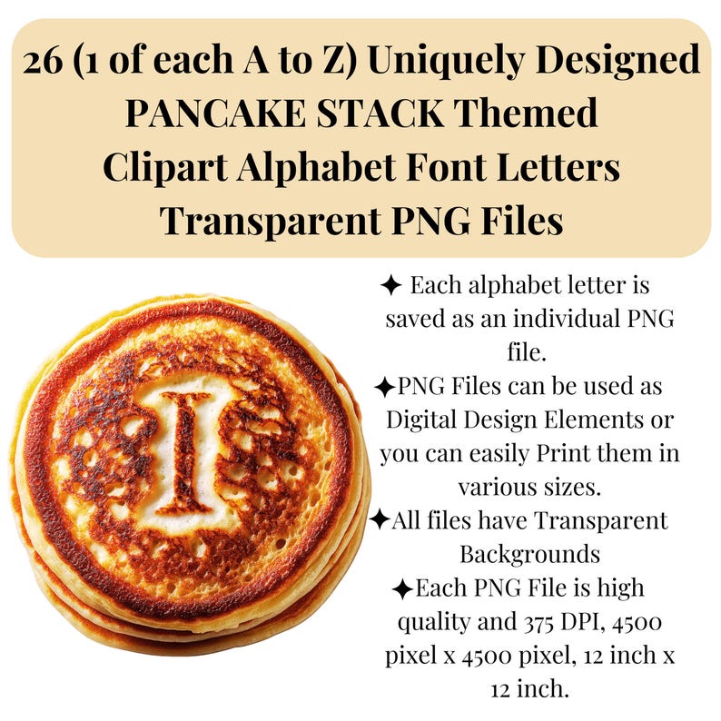 Pancake Clipart Alphabet Letters | PNG Food Images | Digital Download ...