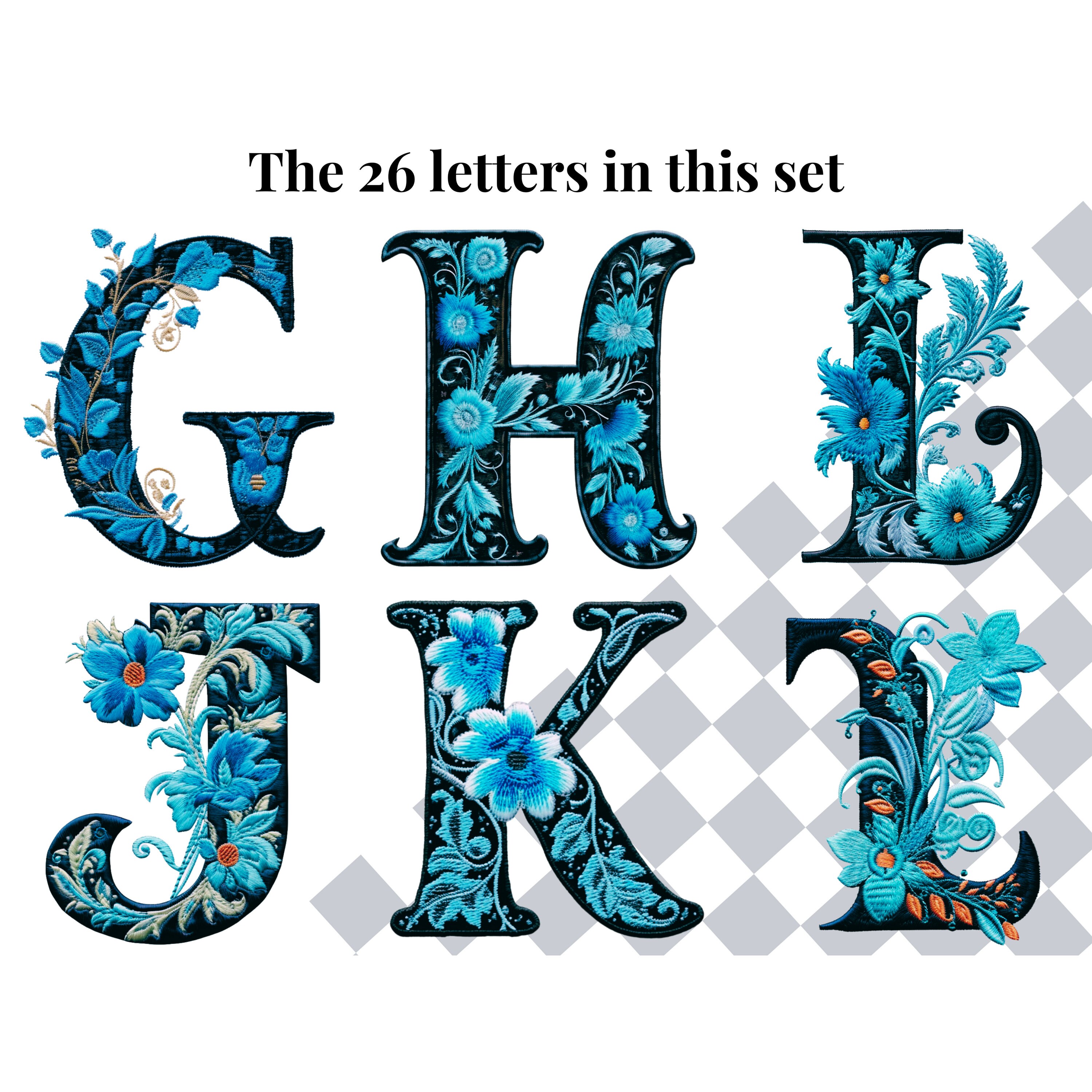 Floral Clipart Alphabet Letters PNG Files for Flower Digital Download ...