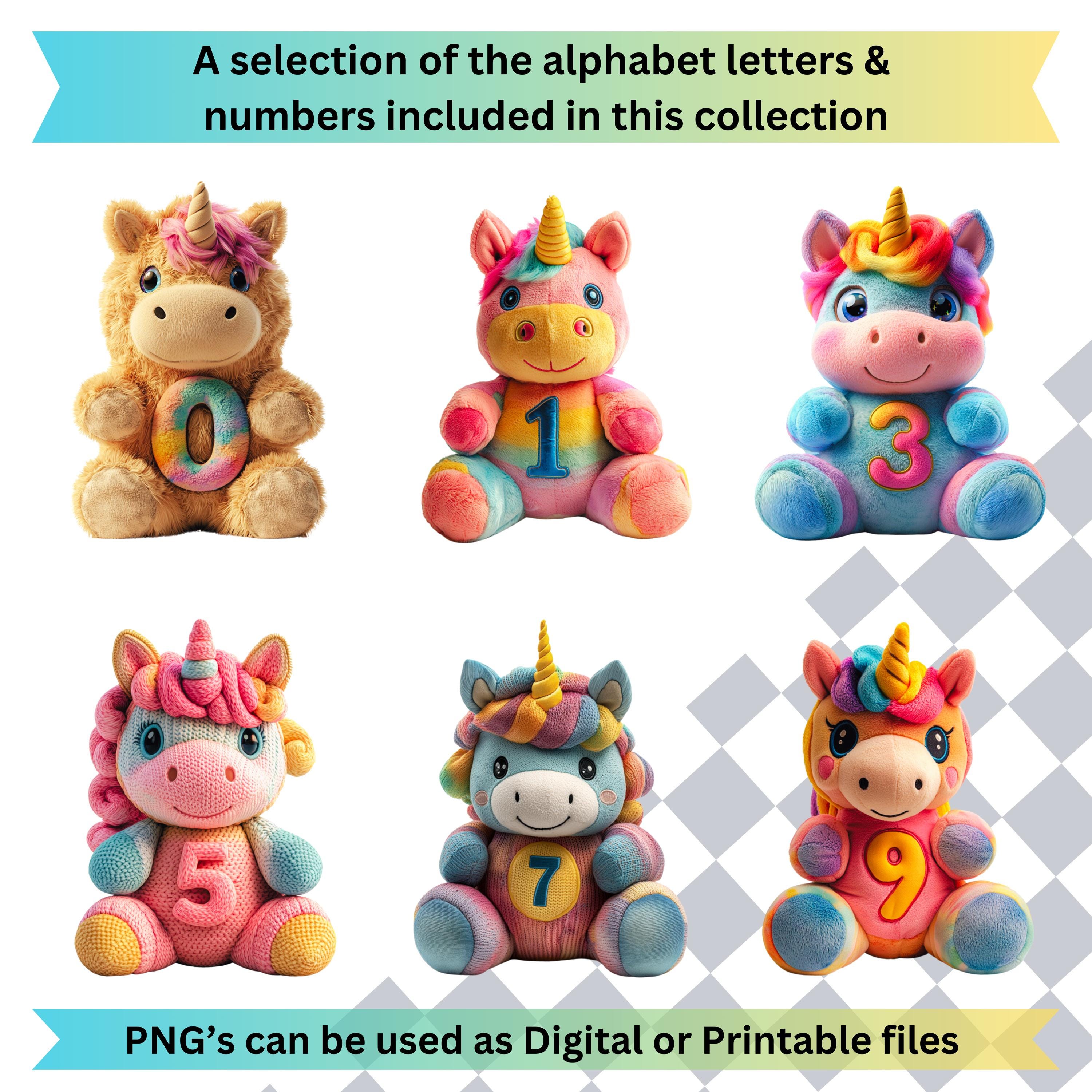 Unicorn Alphabet Clipart: Rainbow Letters & Numbers (PNG Digital ...