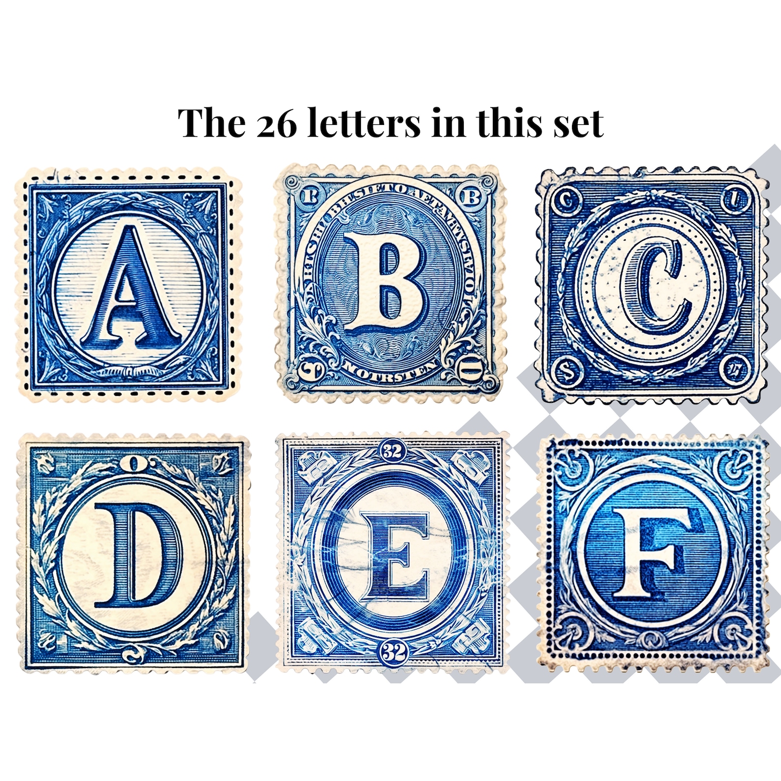 Postage Stamp Clipart Alphabet Letters PNG Files for Digital Download ...