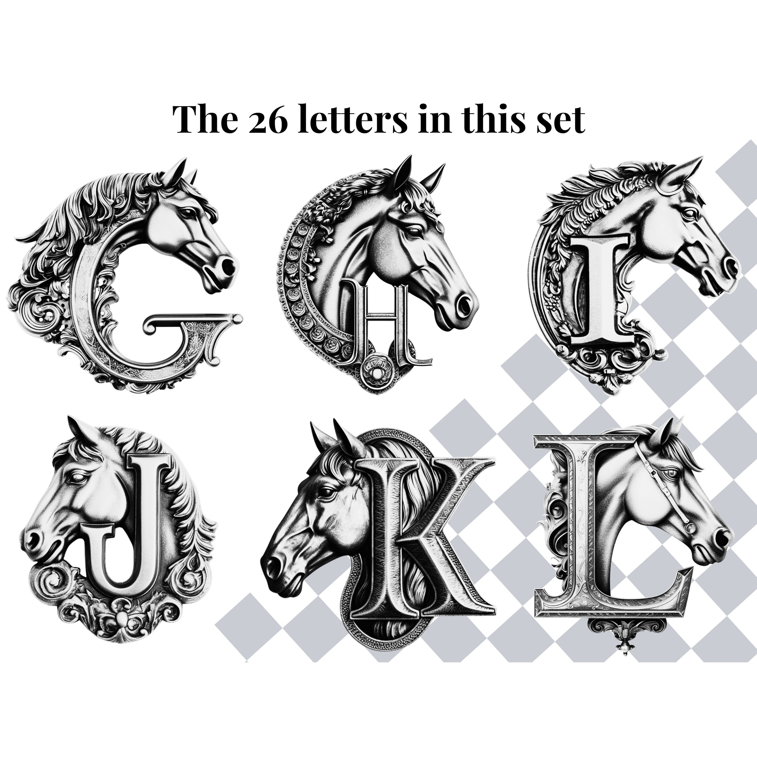 Horse Clipart Alphabet Letters PNG Files for Western Digital Download ...