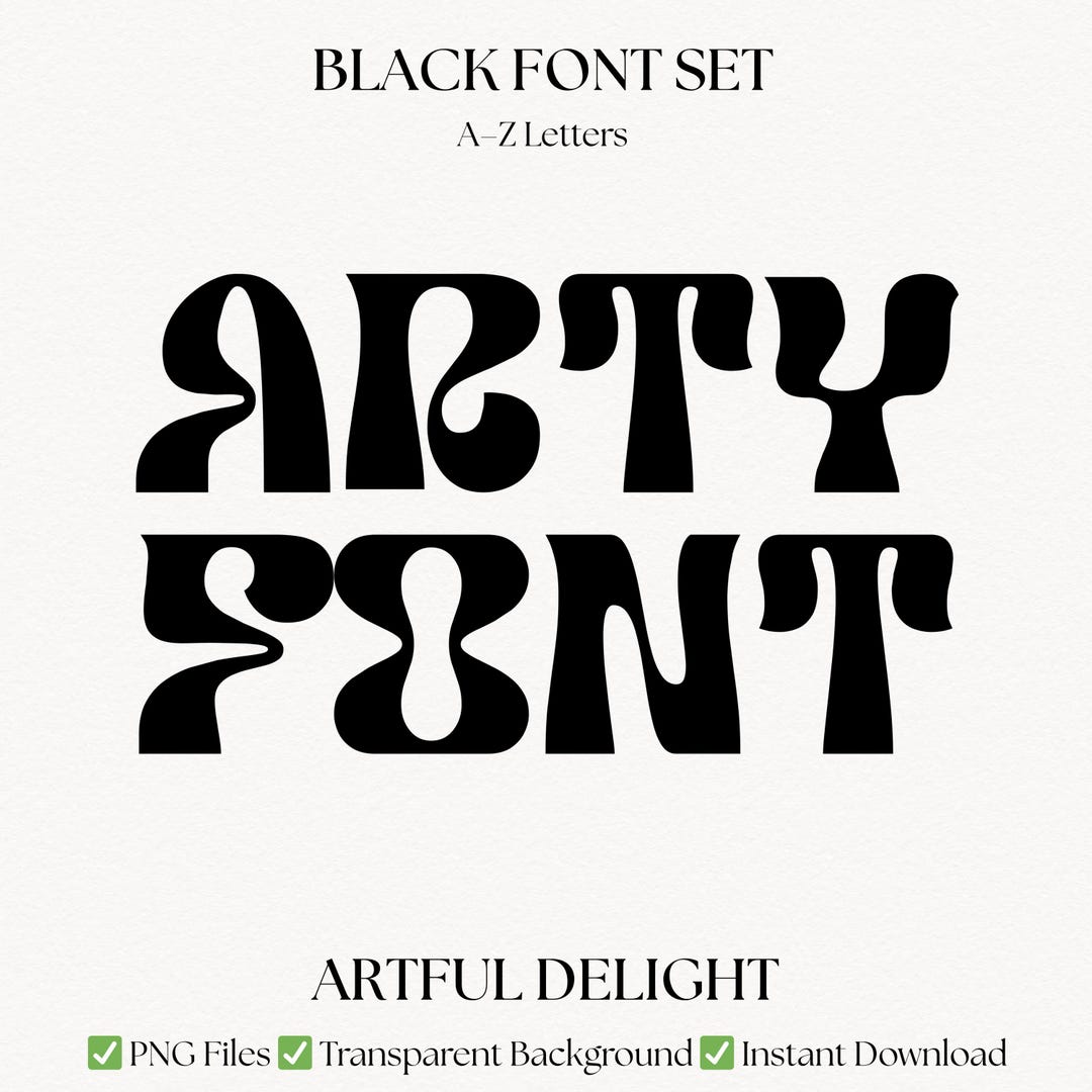 Alphabet Letters PNG | A-Z Arty Font | Bold Decorative Alpha | Retro ...