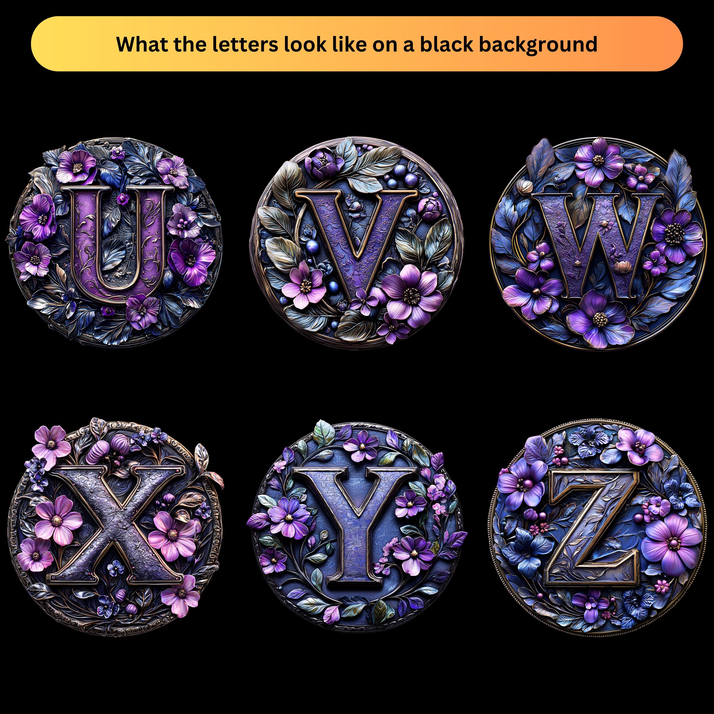 Purple Rose Clipart Alphabet Letters – Floral PNG Digital Download ...