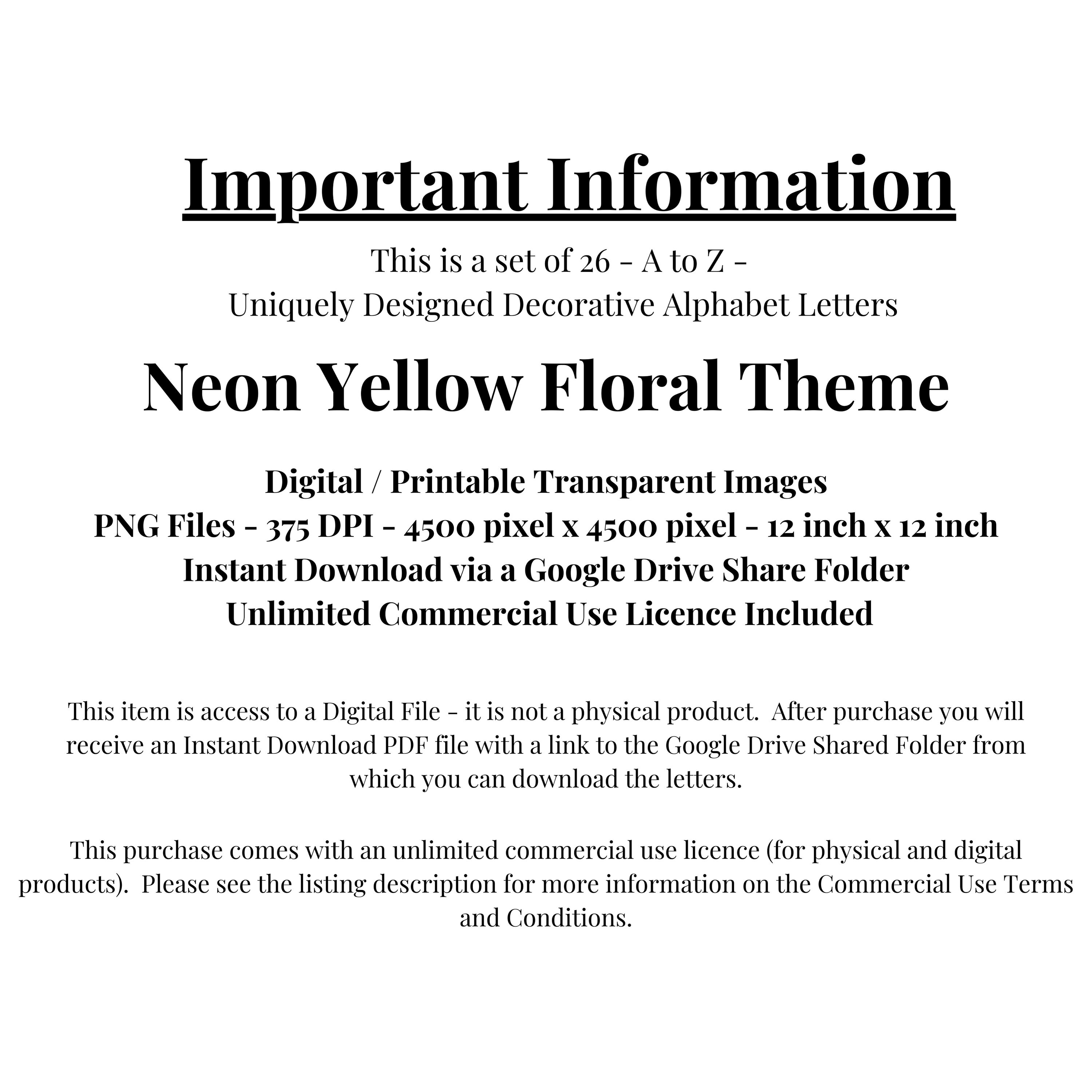 Neon Letters Clipart Alphabet PNG Files for Floral Flower Digital ...