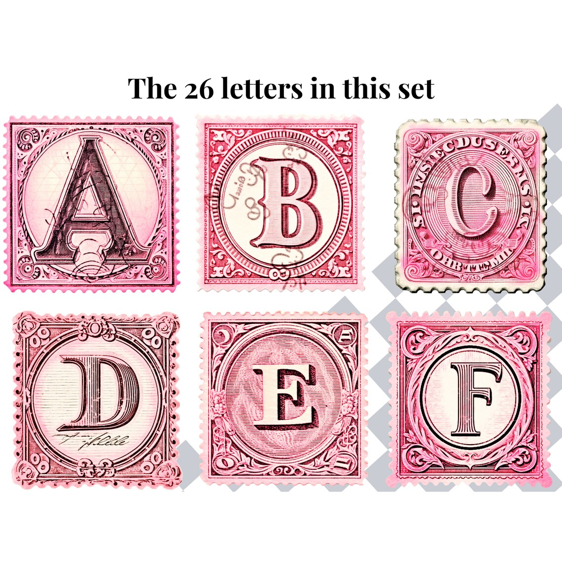 Postage Stamp Clipart Alphabet Letters PNG Files for Digital Download ...