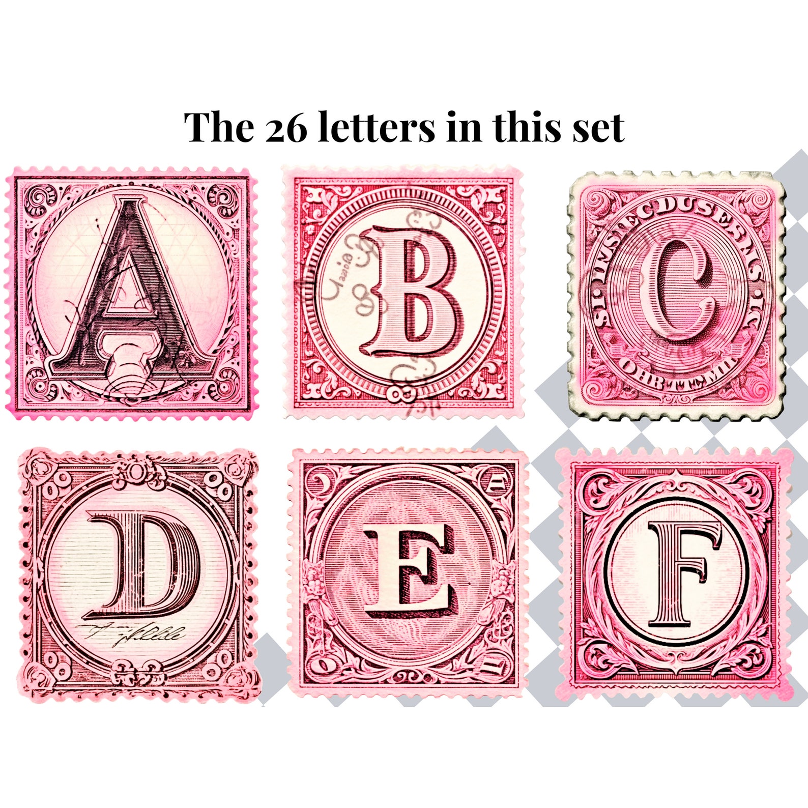 Postage Stamp Clipart Alphabet Letters PNG Files for Digital Download ...