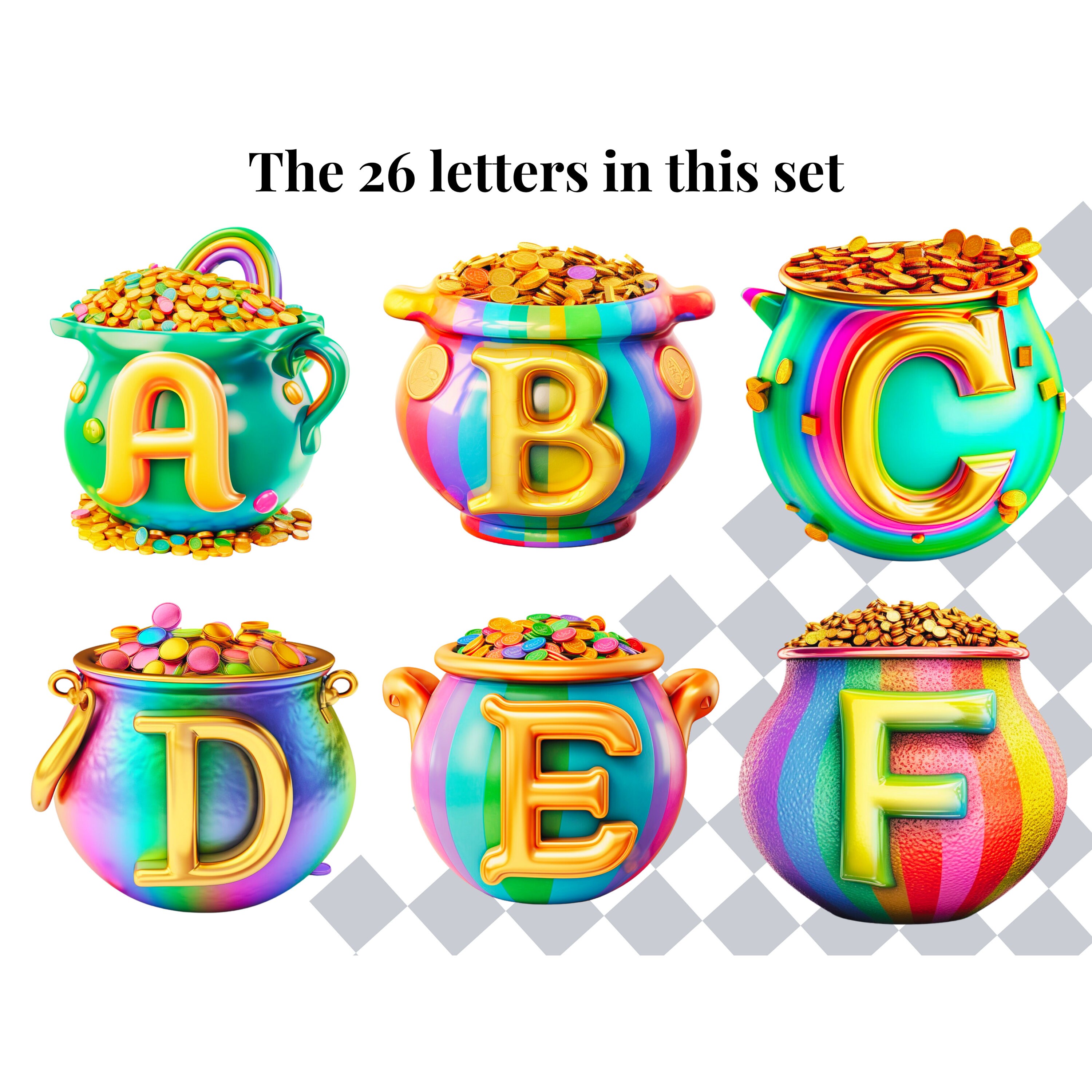 Rainbow Clipart Printable Alphabet Letters and Numbers for PNG Designs ...
