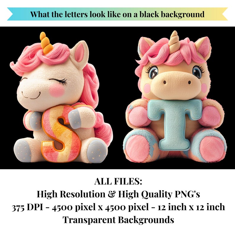 Unicorn Alphabet Clipart: Rainbow Letters & Numbers (PNG Digital ...