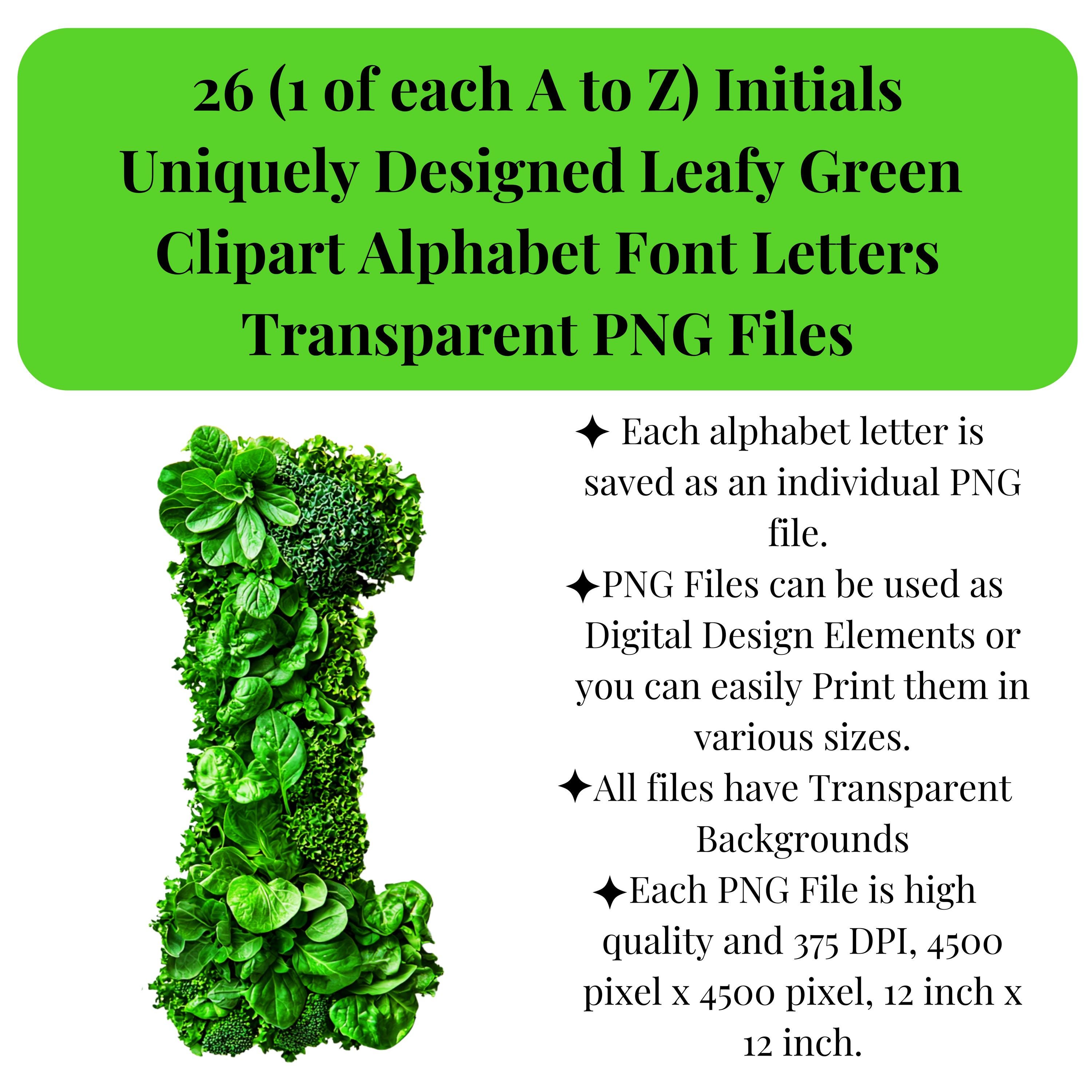 Leafy Green Clipart Alphabet Letters | Healthy Eating PNG Images ...