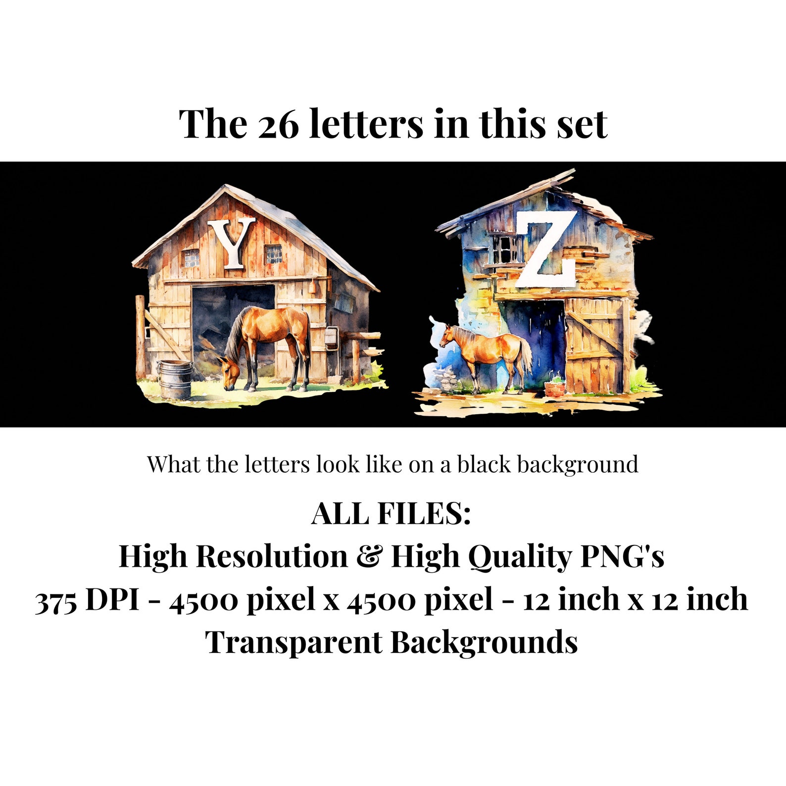 Horse Clipart Alphabet Letters PNG Files for Western Digital Download ...