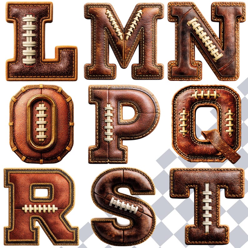 American Football Alphabet Clipart: PNG Gridiron Font (digital Download ...