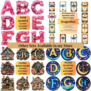 Boho Clipart Letters | Book Alphabet Designs for Scrapbooking and ...