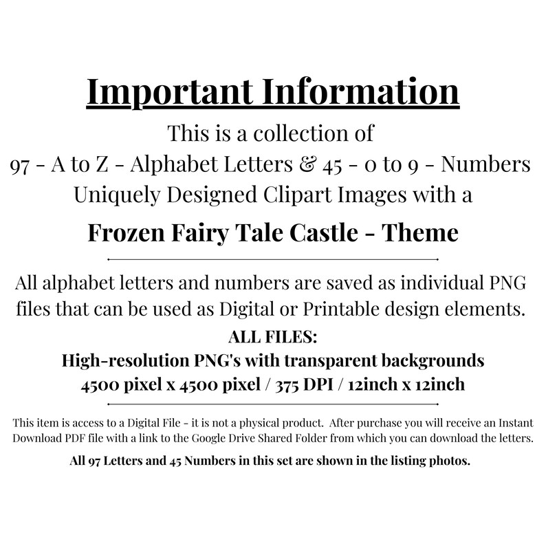 Frozen Castle Alphabet Letters & Numbers for Instant Download, Cute ...