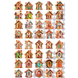 Gingerbread House Clipart Alphabet Letters | PNG Christmas Fonts | Xmas ...