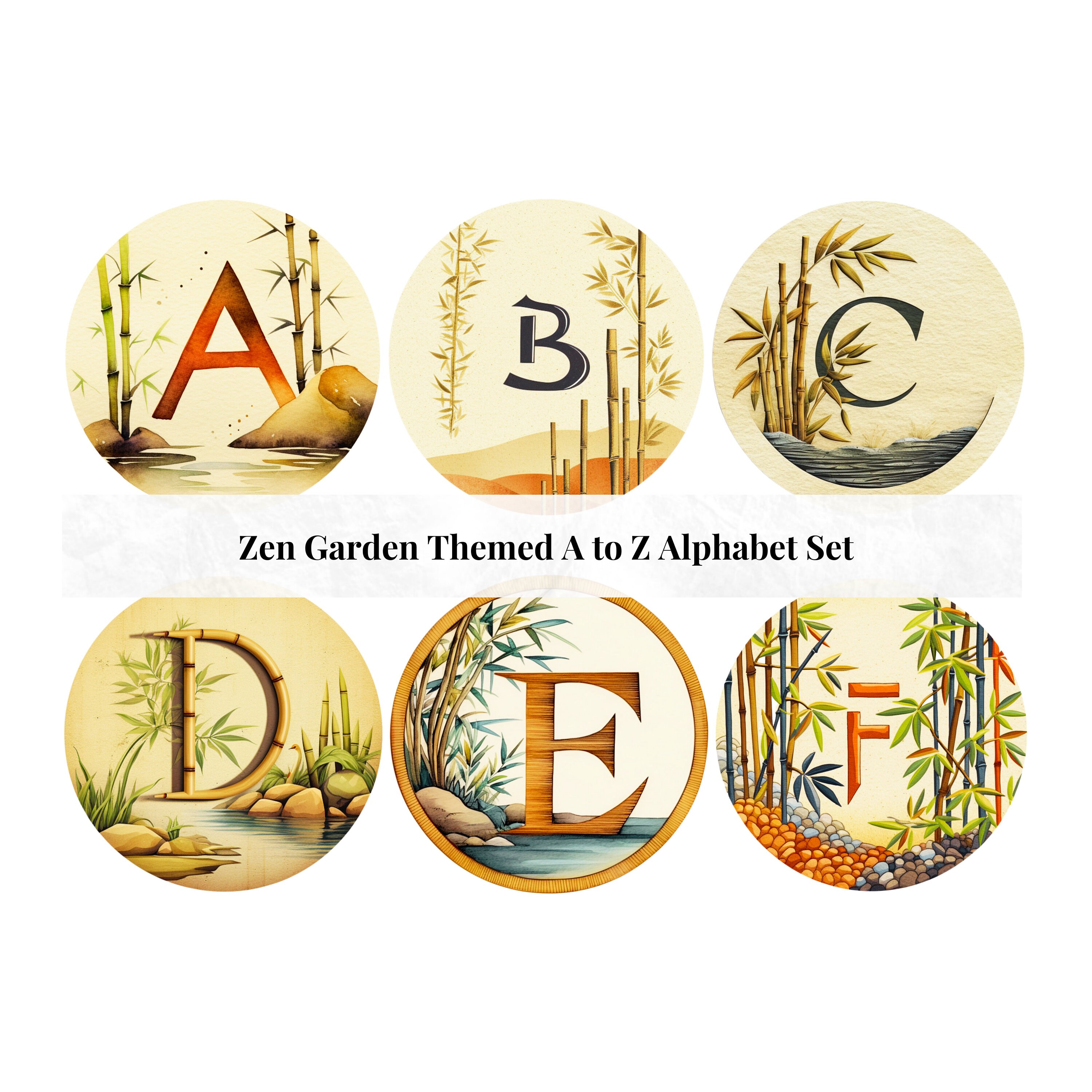 Zen Garden Alphabet Letters PNG Files for Digital Download ...