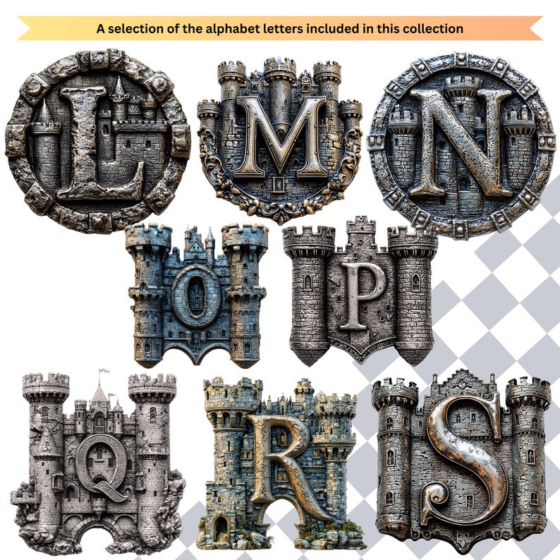 Medieval Castle Clipart Bundle of Alphabet Letters for DIY Arts ...