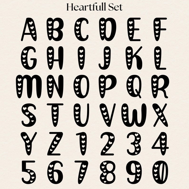 Heart Alphabet Letters and Numbers PNG – Cute Decorative A–Z Alphabet ...