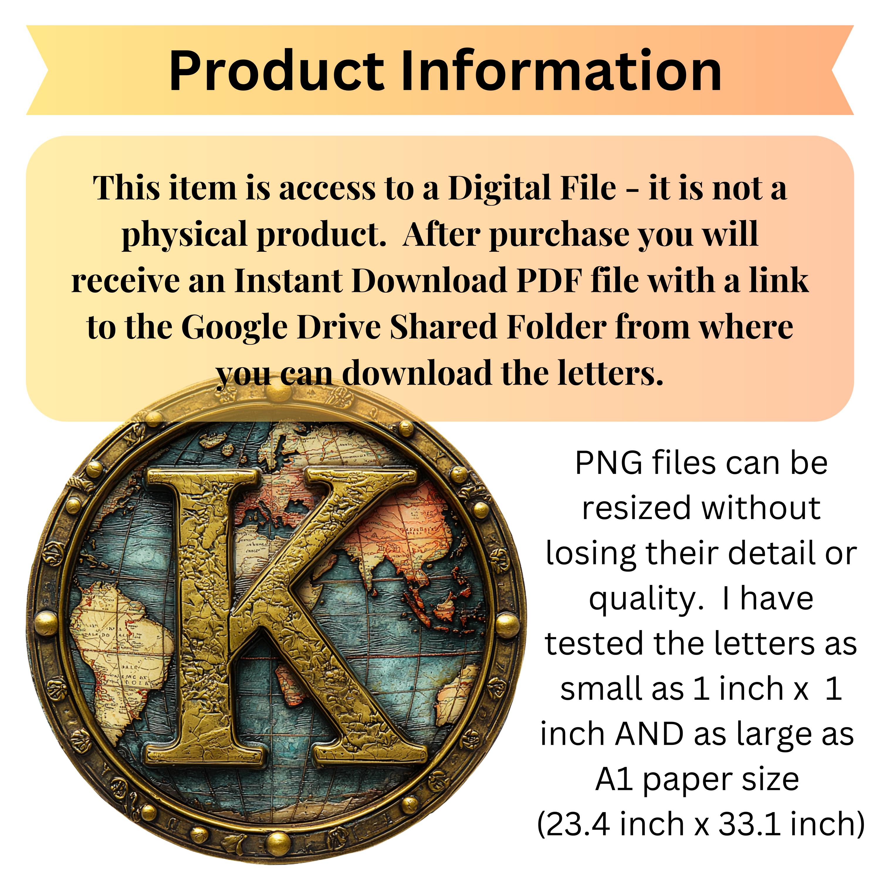 Vintage World Map Alphabet Clipart: PNG Letter Set (digital Download ...