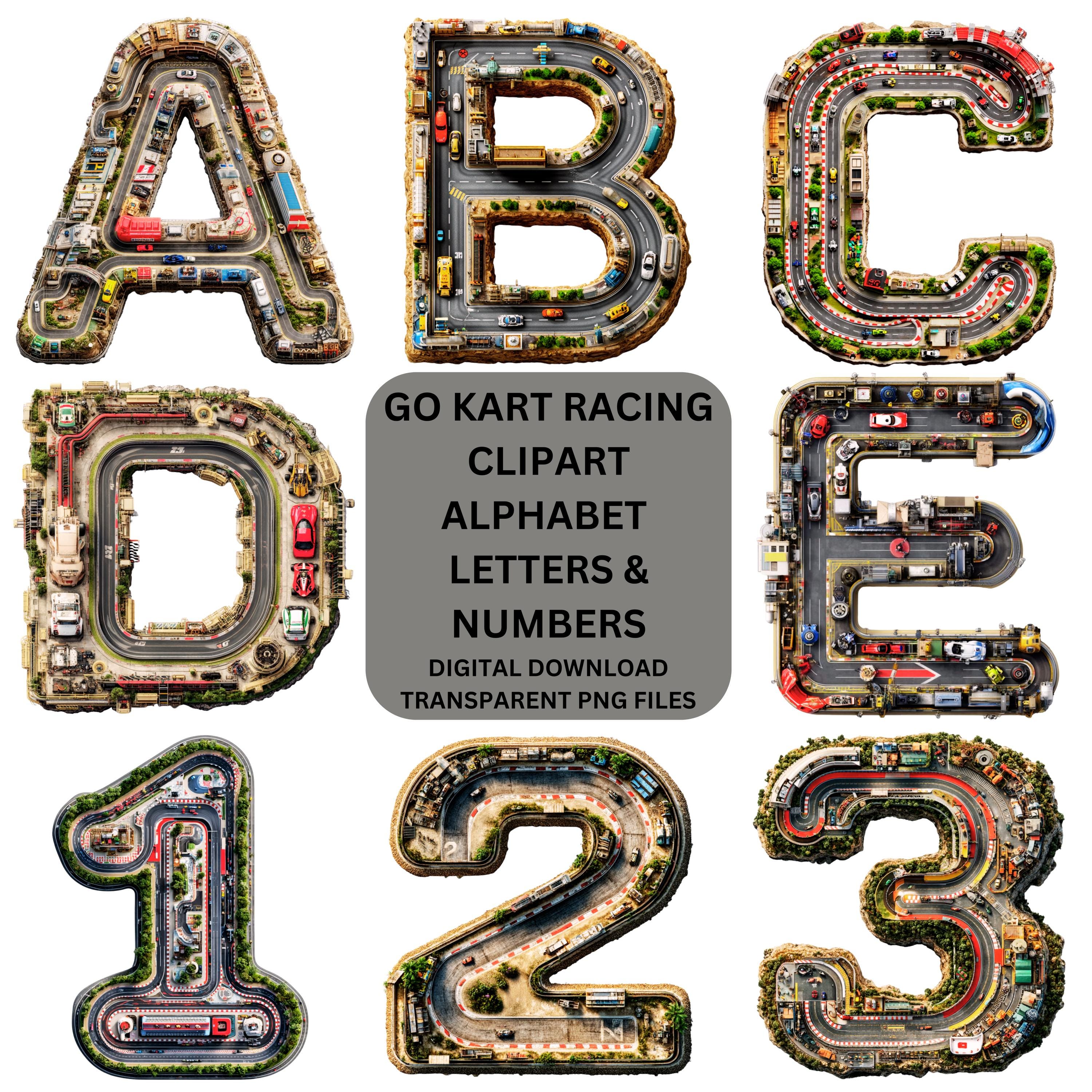 Racing Clipart Alphabet Letters | Car Race Track PNG Font Set | Racing ...
