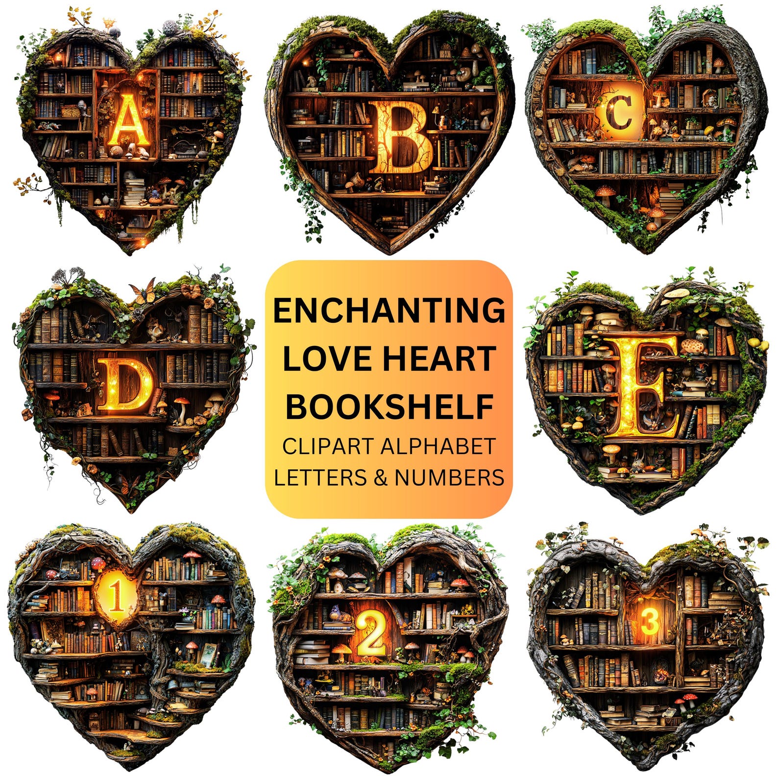 Bookcase Clipart Letters | Book Themed Alphabet PNG Images | Bookish ...