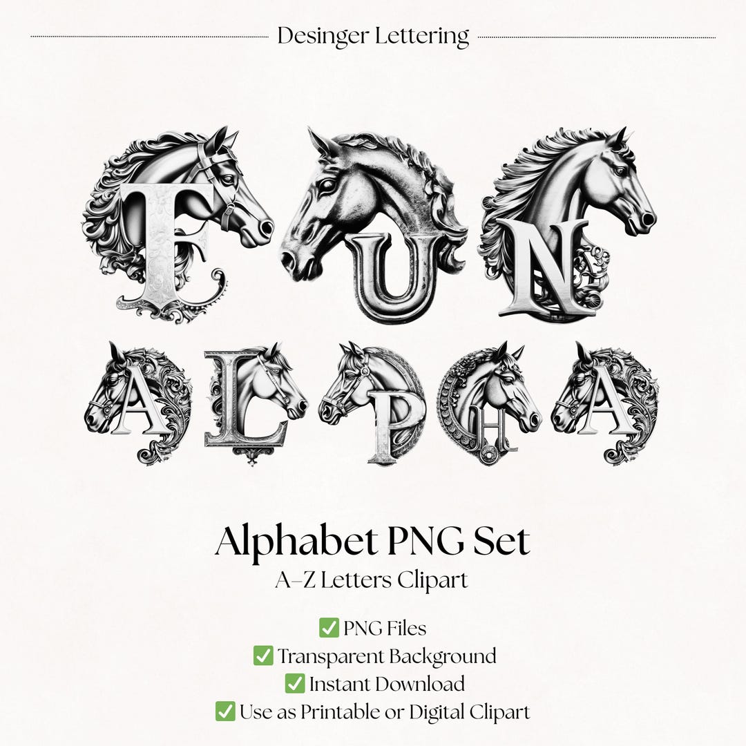 Horse PNG Clipart Alphabet | Western Letters PNG | Animal Fonts ...