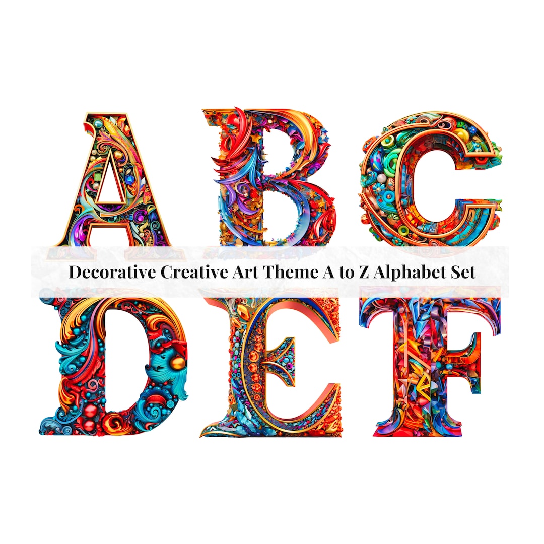 Creative Art Clipart Alphabet Letters PNG Files for Digital Download ...