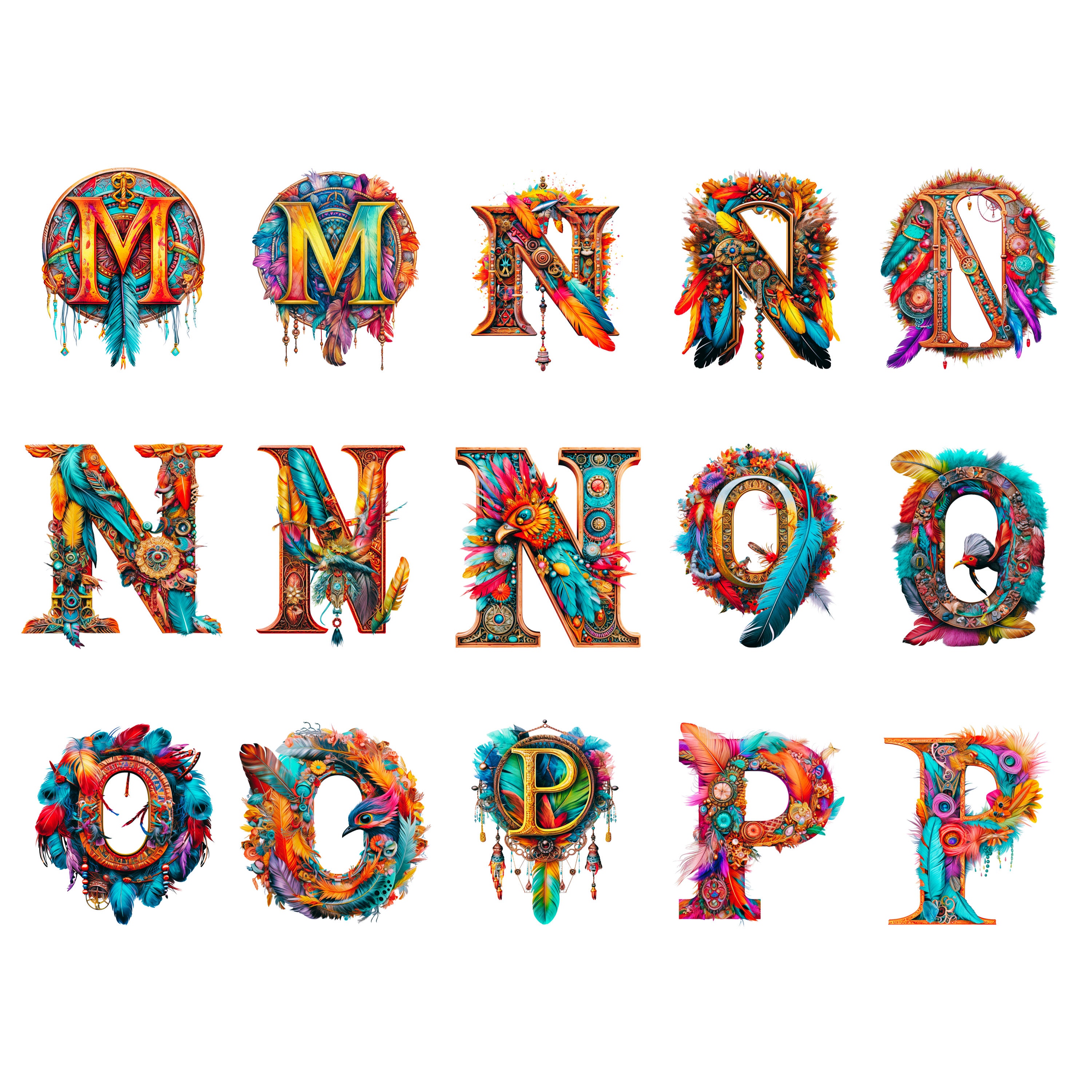 Dreamcatcher Clipart Alphabet Letters PNG Bundle for Commercial Use ...