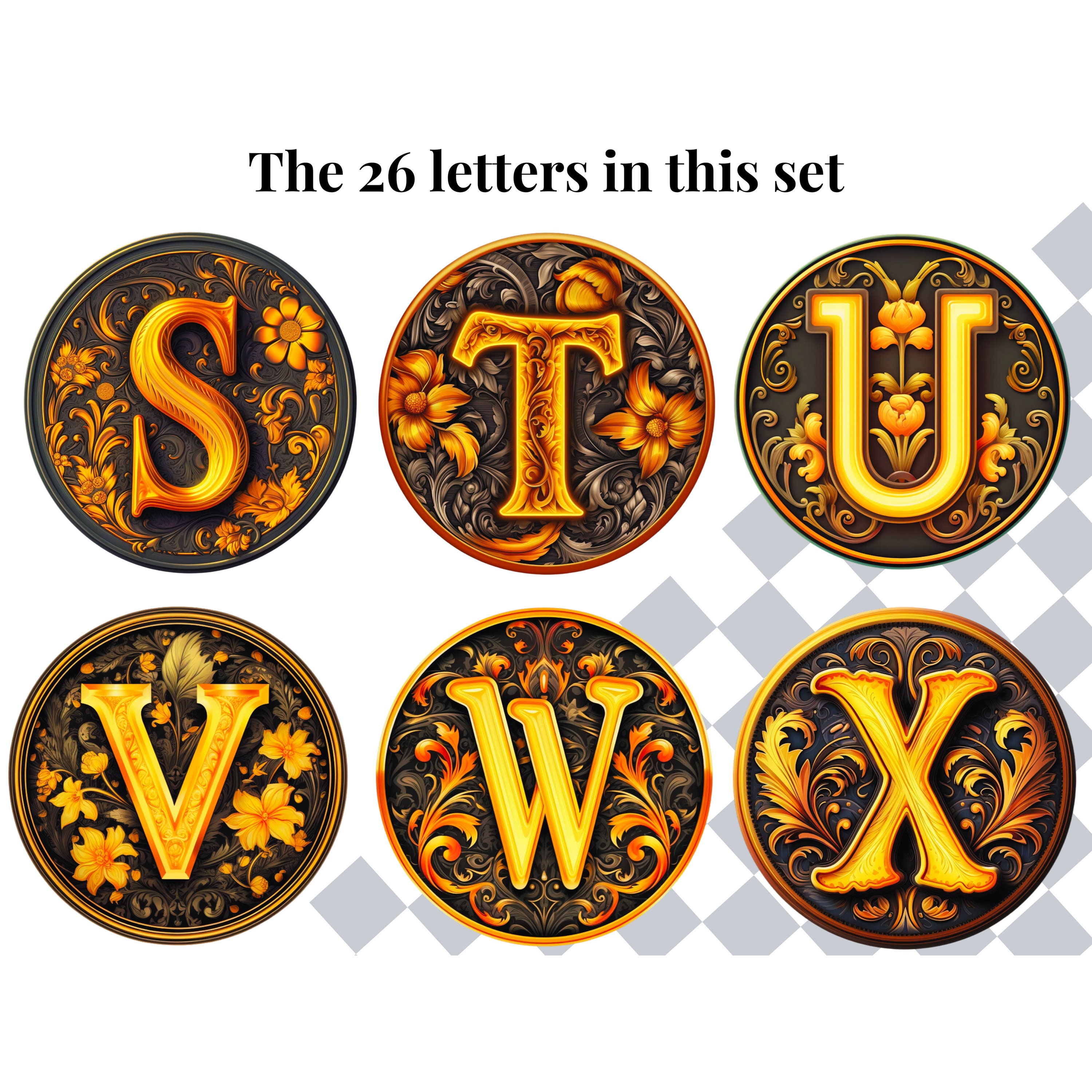 Neon Letters Clipart Alphabet PNG Files for Floral Flower Digital ...