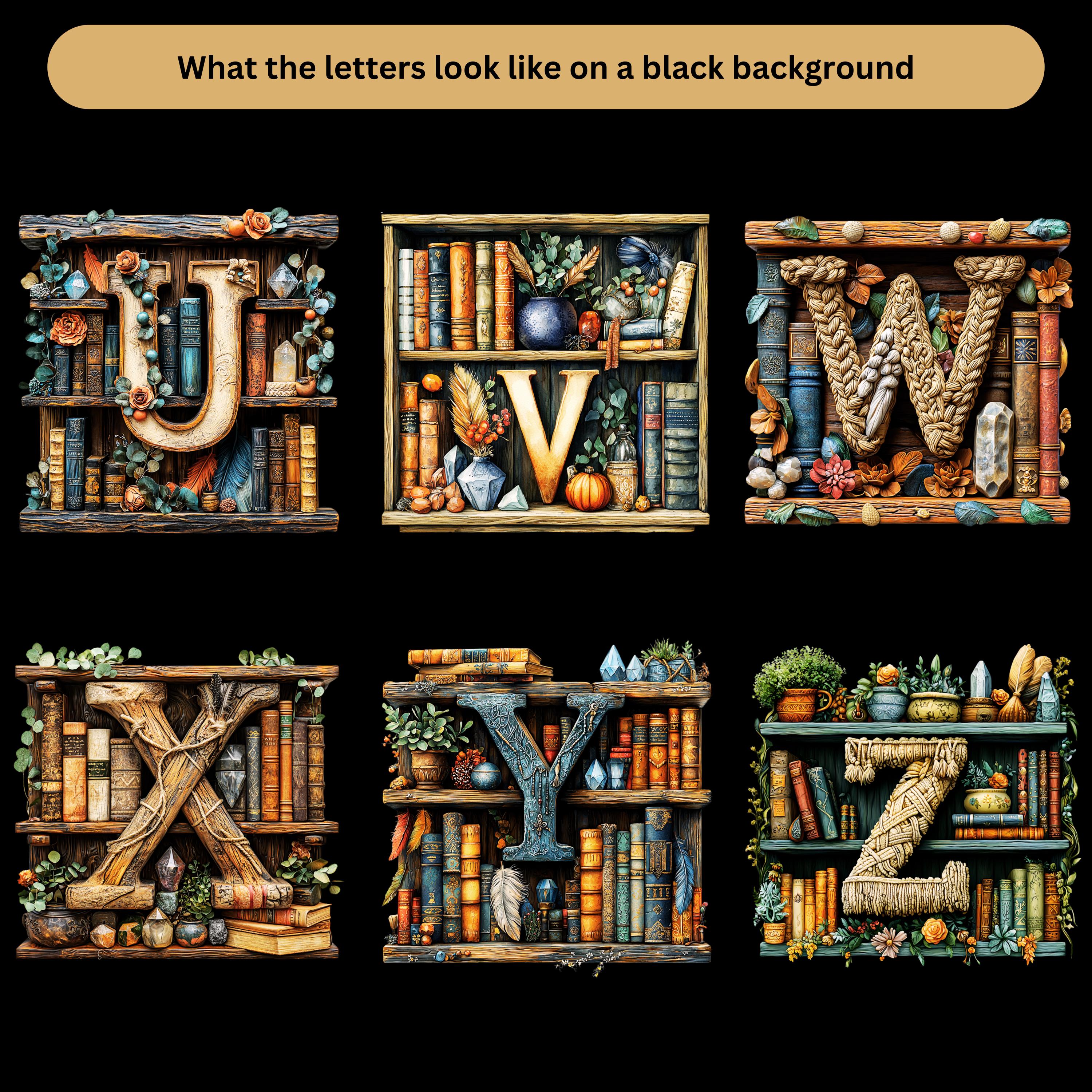 Boho Clipart Letters | Book Alphabet Designs for Scrapbooking and ...