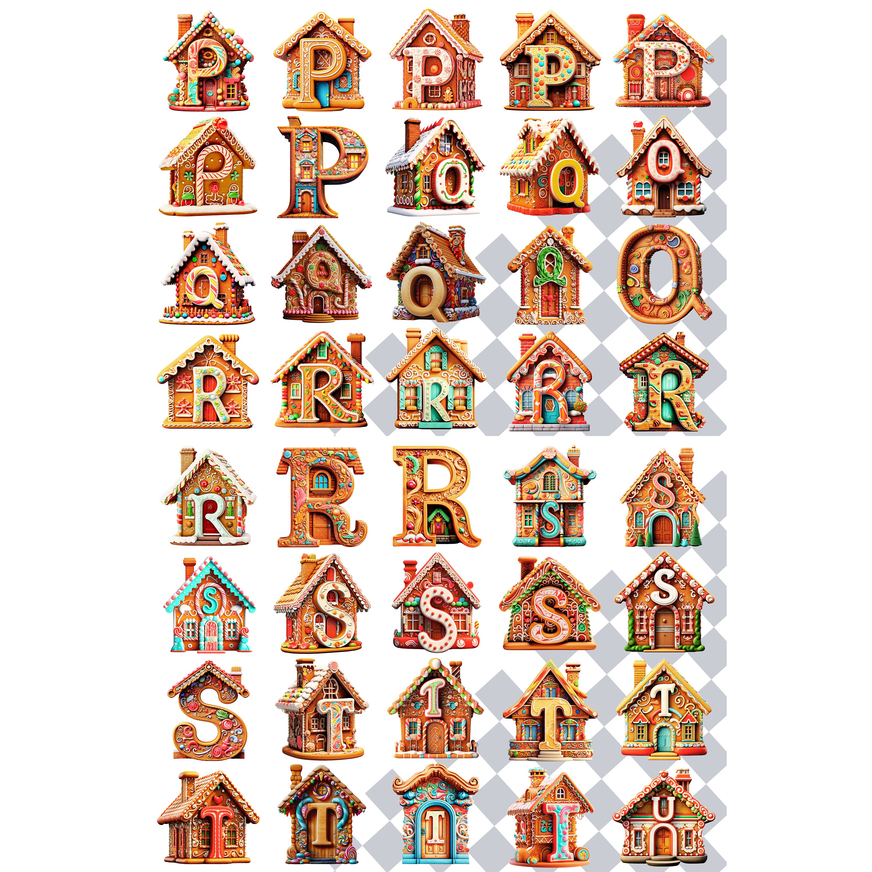 Gingerbread House Clipart Alphabet Letters | PNG Christmas Fonts | Xmas ...