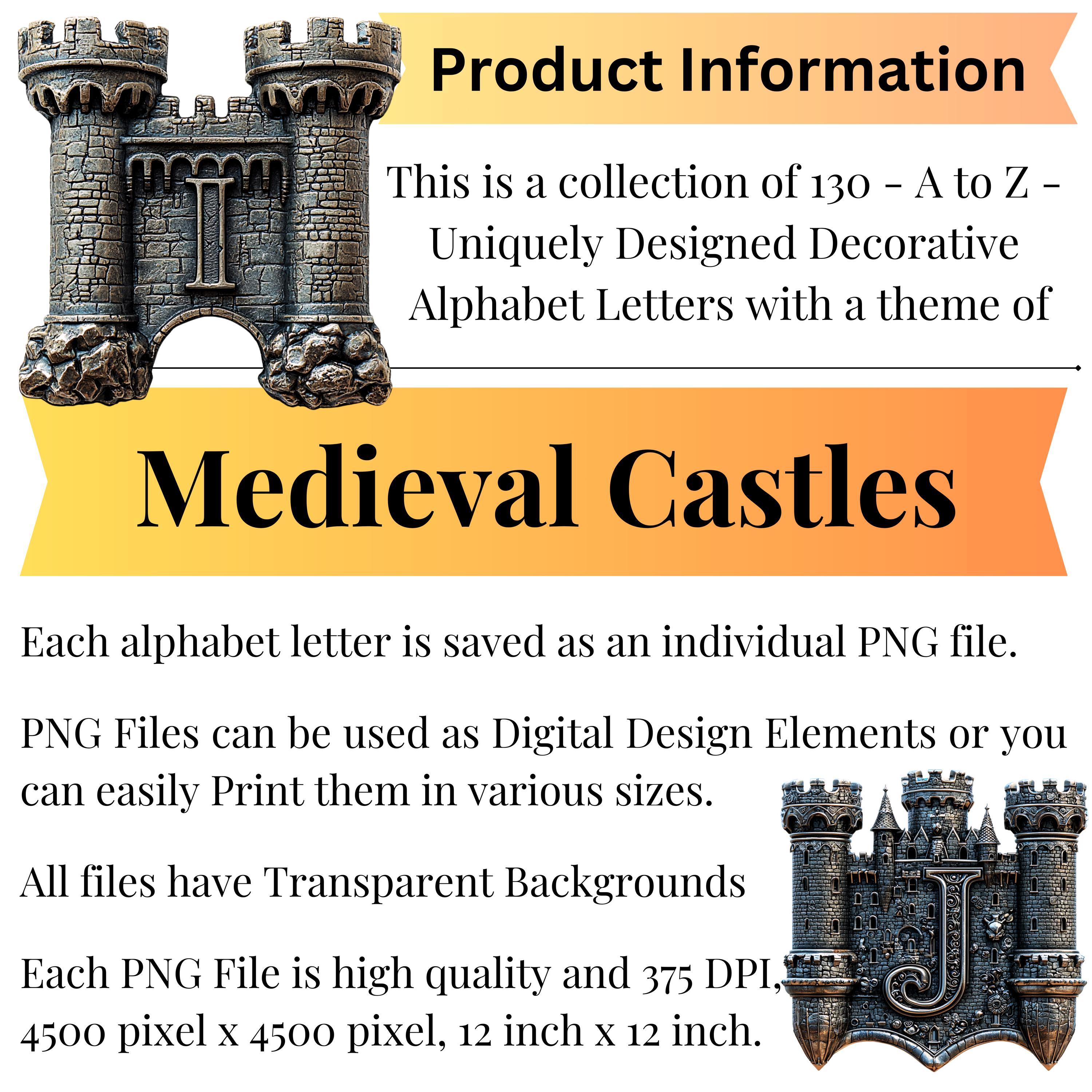 Medieval Castle Clipart Bundle of Alphabet Letters for DIY Arts ...