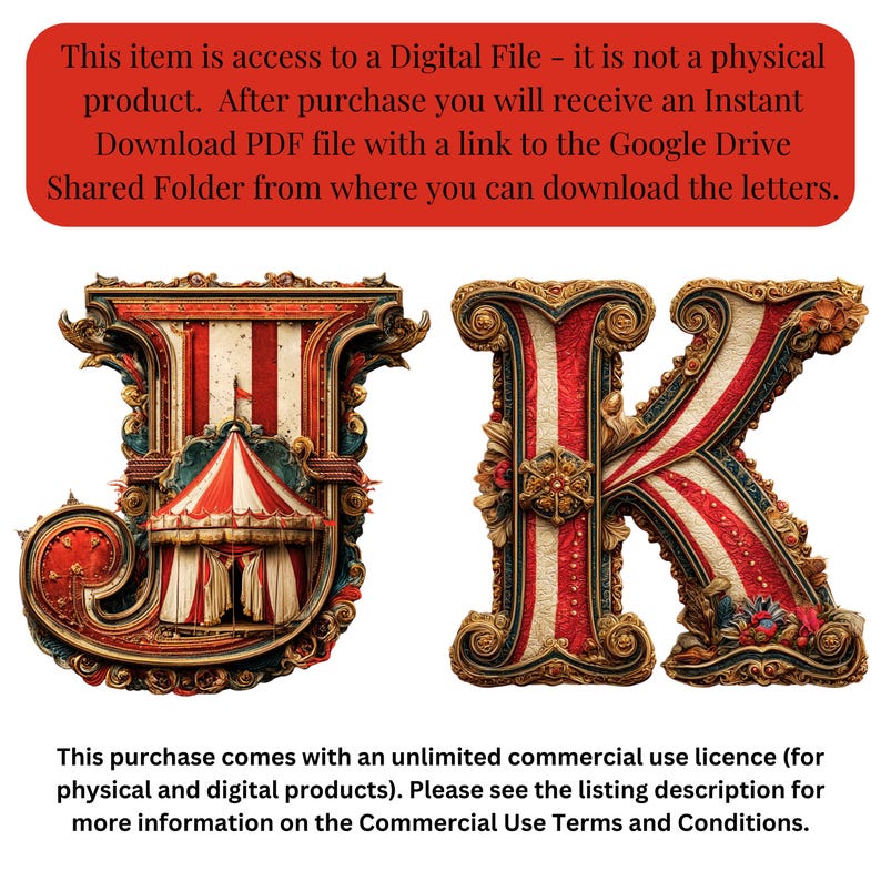 Vintage Circus Alphabet Clipart: Playful Carnival Font (PNG Files ...