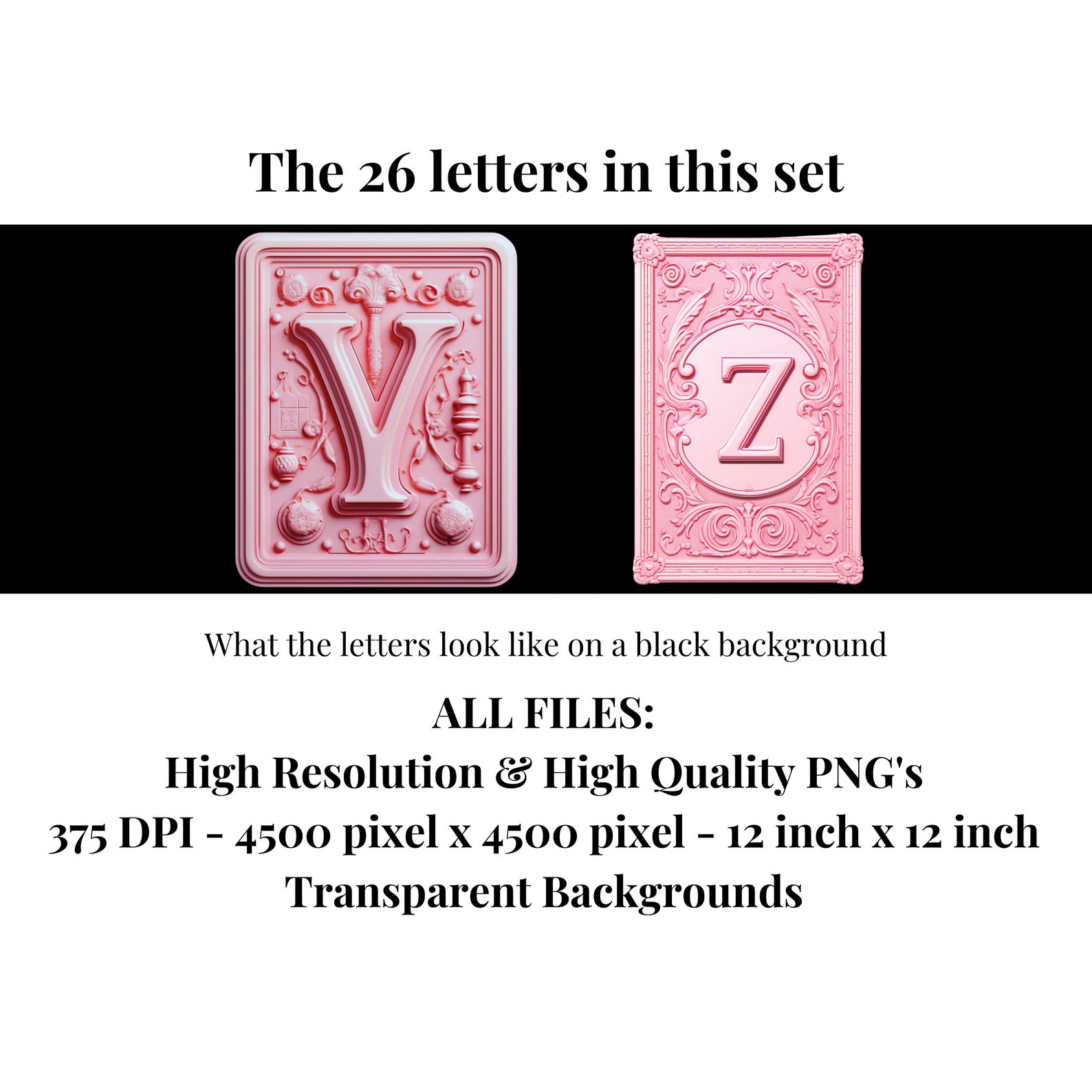 Pastel Pink Clipart Alphabet Letters PNG Files for Digital Download ...