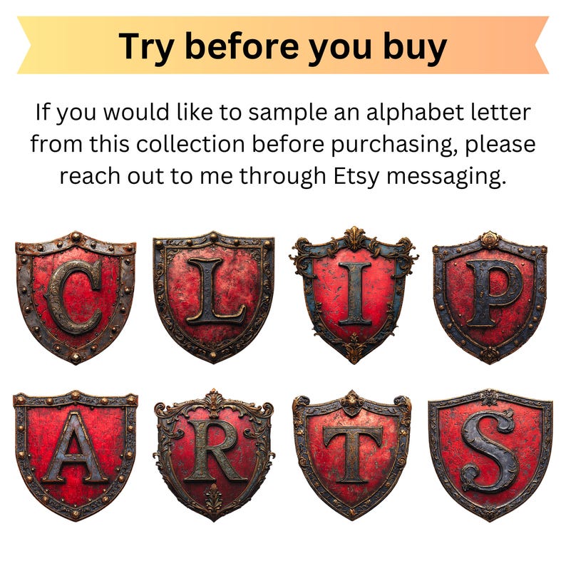 Digital Clipart Alphabet PNG for Shield Monogram Crest, Cosplay Armor ...