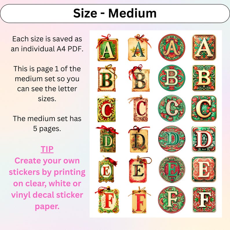Retro Christmas Alphabet Letter Cut Outs: Printable Fonts (PDF Download ...