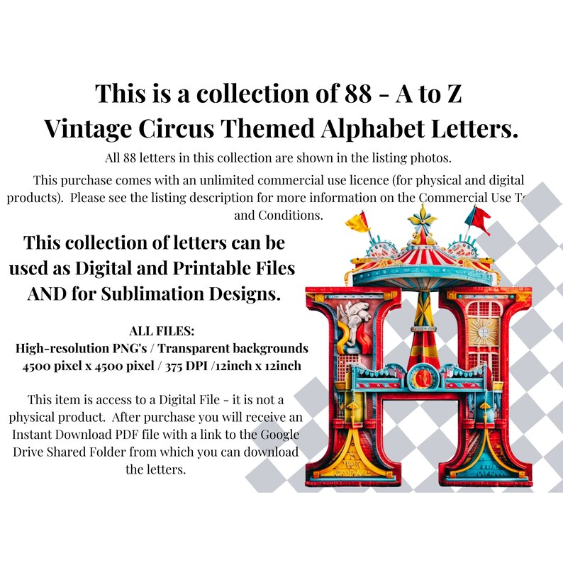 Circus Clipart Alphabet Letters PNG Files for Carnival Digital Download ...