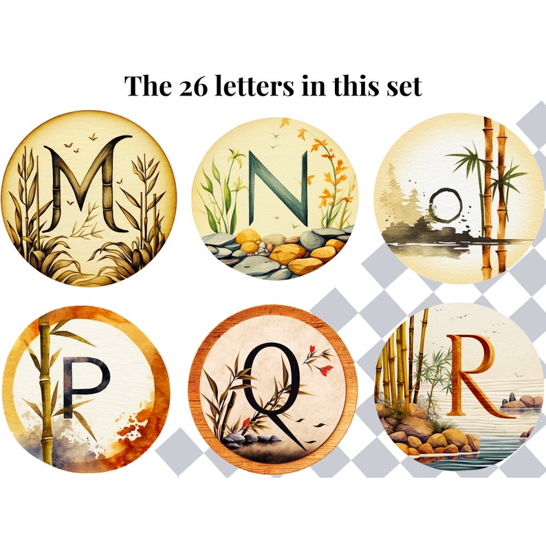 Zen Garden Alphabet Letters PNG Files for Digital Download ...