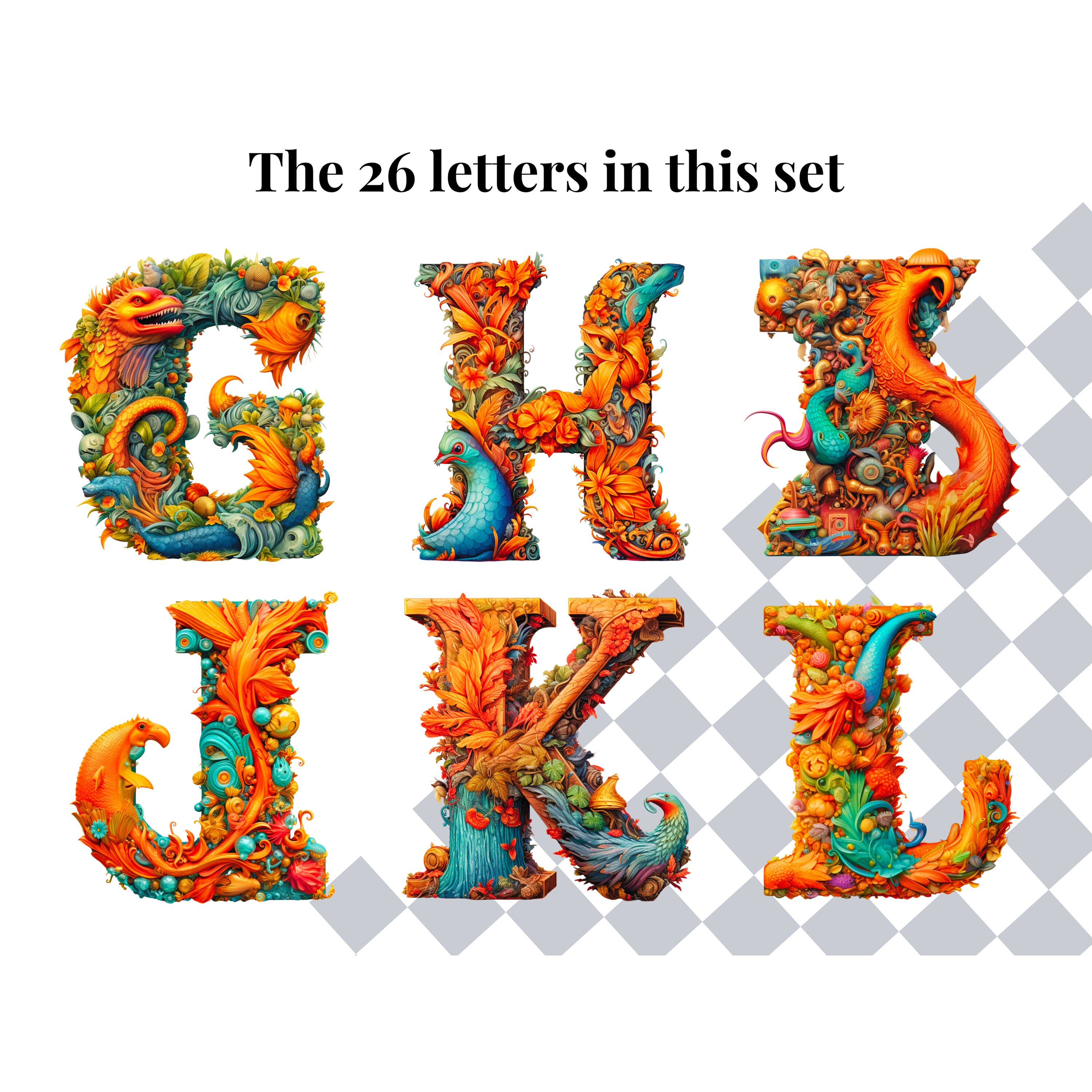 Sea Creature Clipart Alphabet Letters | Fantasy Fonts | Ocean Life ...