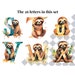 Sloth Clipart Animal Alphabet Watercolor Letters PNG for Cute Fonts ...