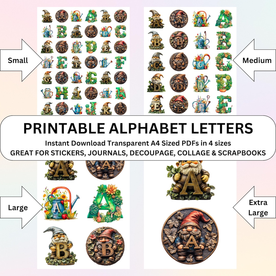 Gnome Garden Floral Alphabet Letter Cut Outs: Scrapbooking Stickers ...