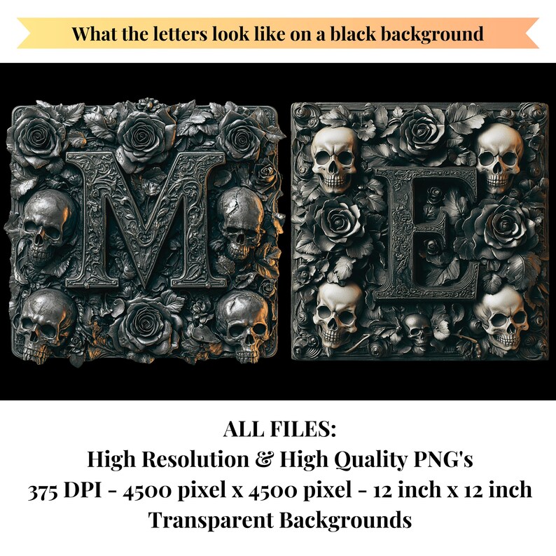 Gothic PNG Letters | Black Rose Alphabet Clipart | Fantasy Fonts ...