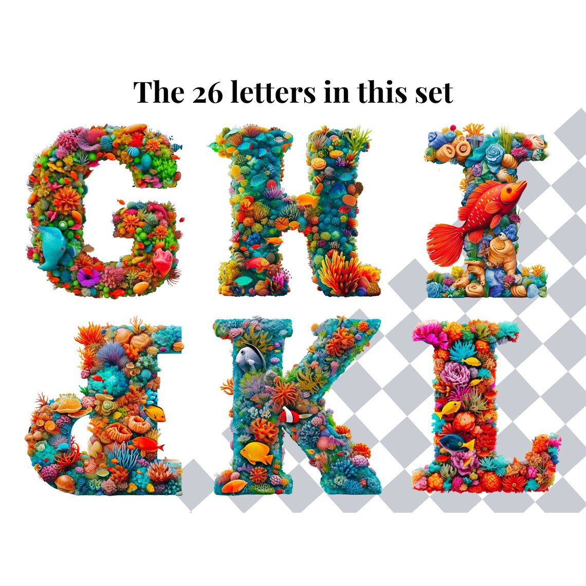 Under the Sea Printable Alphabet Letters and Numbers Fish Clipart PNG ...