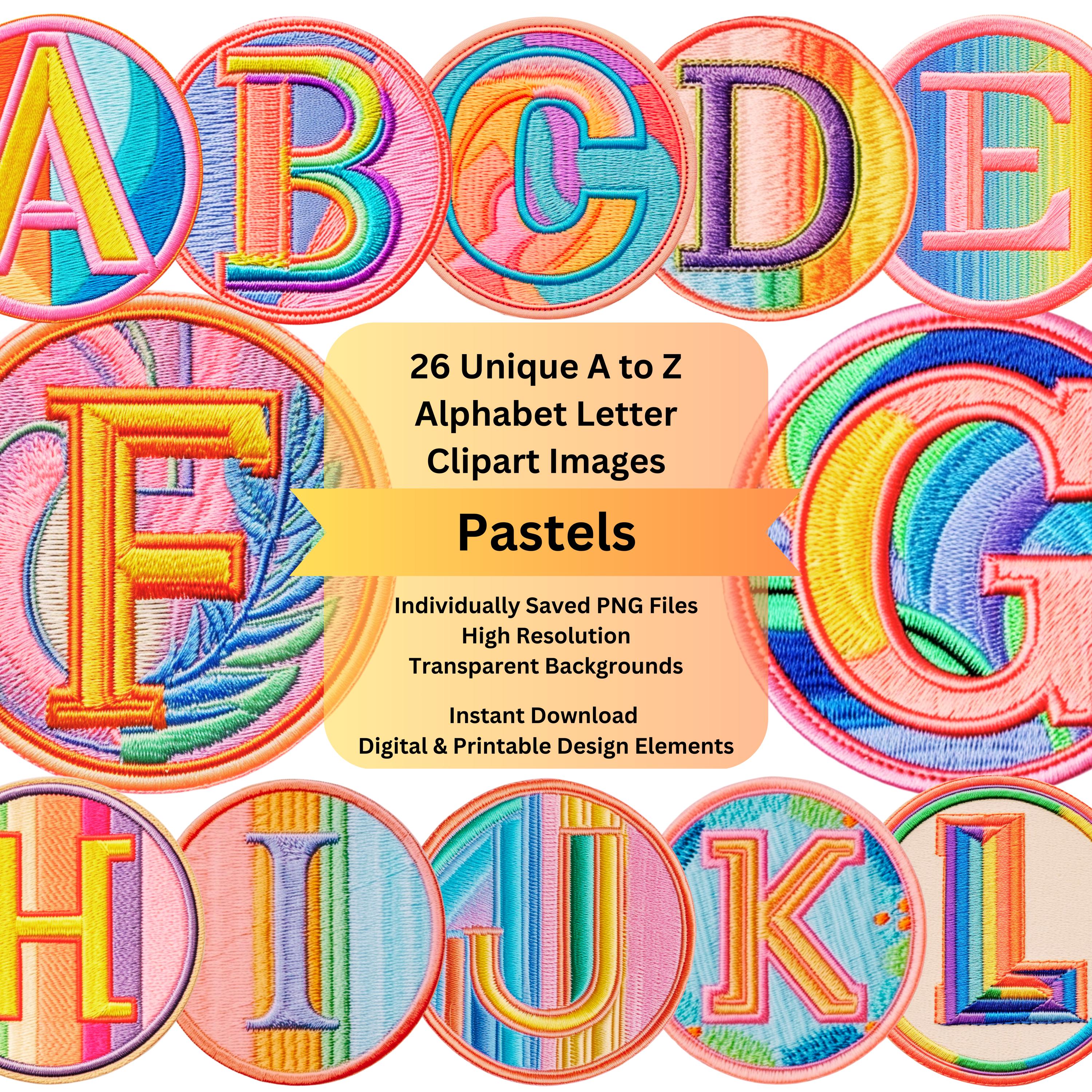 Pastel Clipart Alphabet Letters PNG Files for Digital Download ...