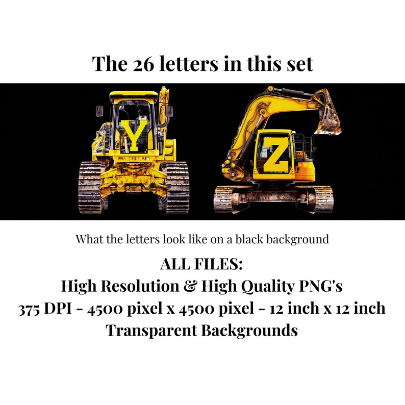 Construction Clipart Alphabet Letters PNG File for Machinery Digital ...