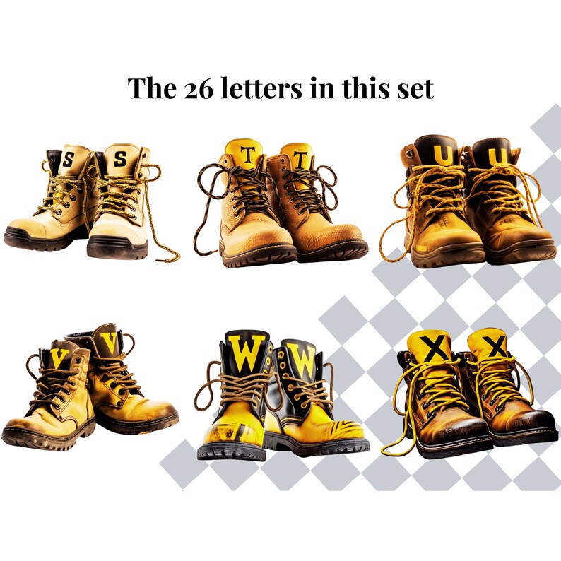 Construction Clipart Letters | Builder PNG Alphabet Fonts | Work Boot ...