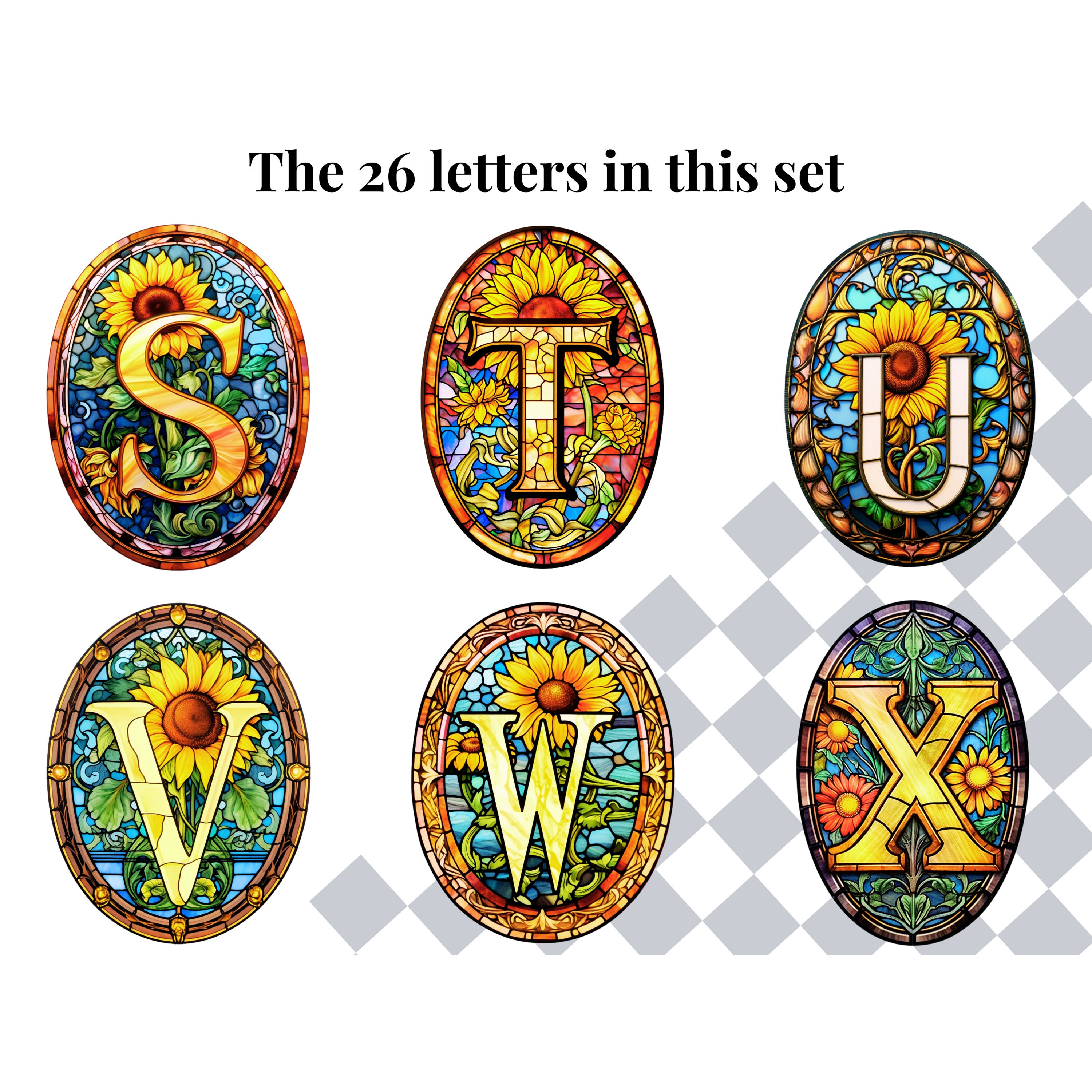 Sunflower Clipart Alphabet Letters PNG Files for Floral Digital ...