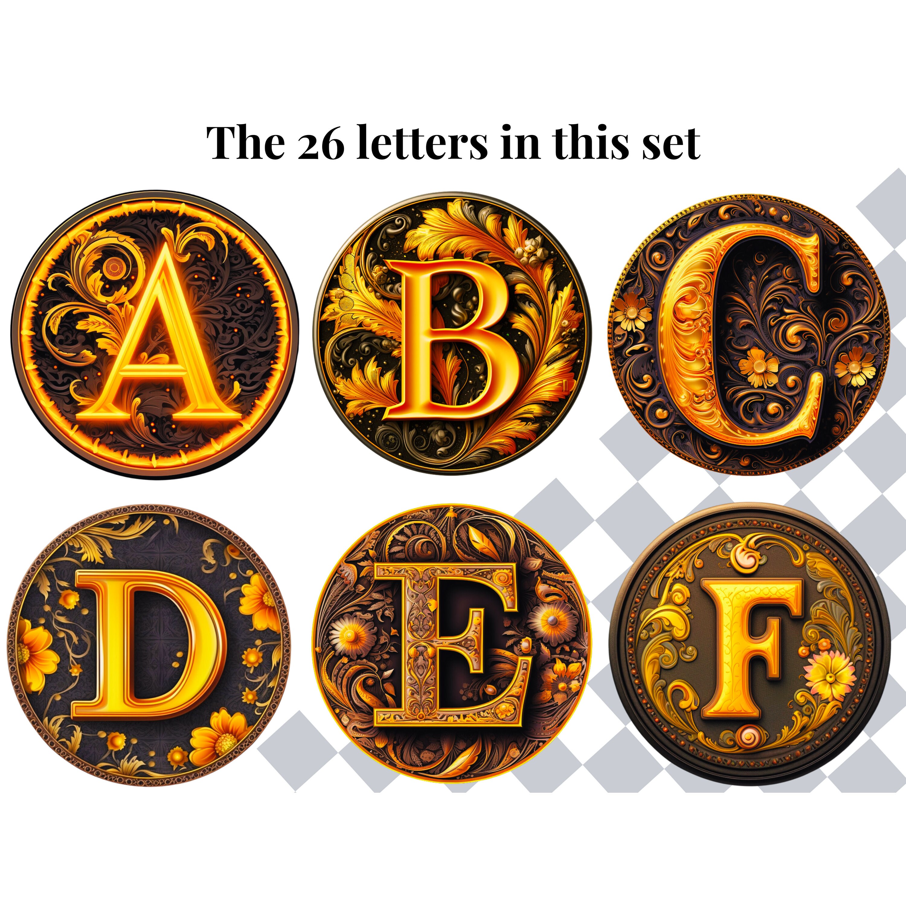 Neon Letters Clipart Alphabet PNG Files for Floral Flower Digital ...