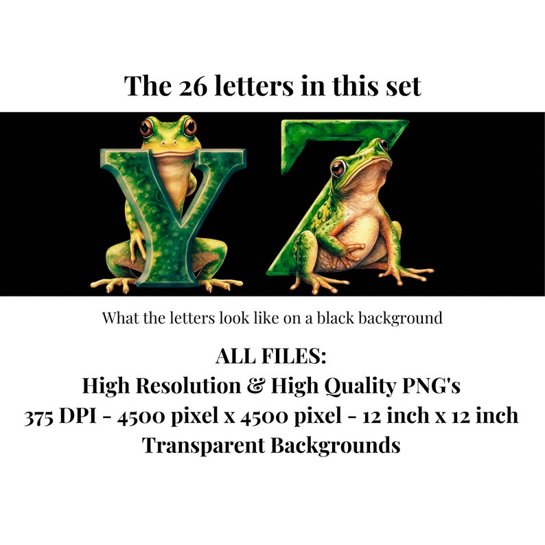 Frog Alphabet Clipart: Watercolor Letters, A-Z PNG (commercial Use) - Etsy