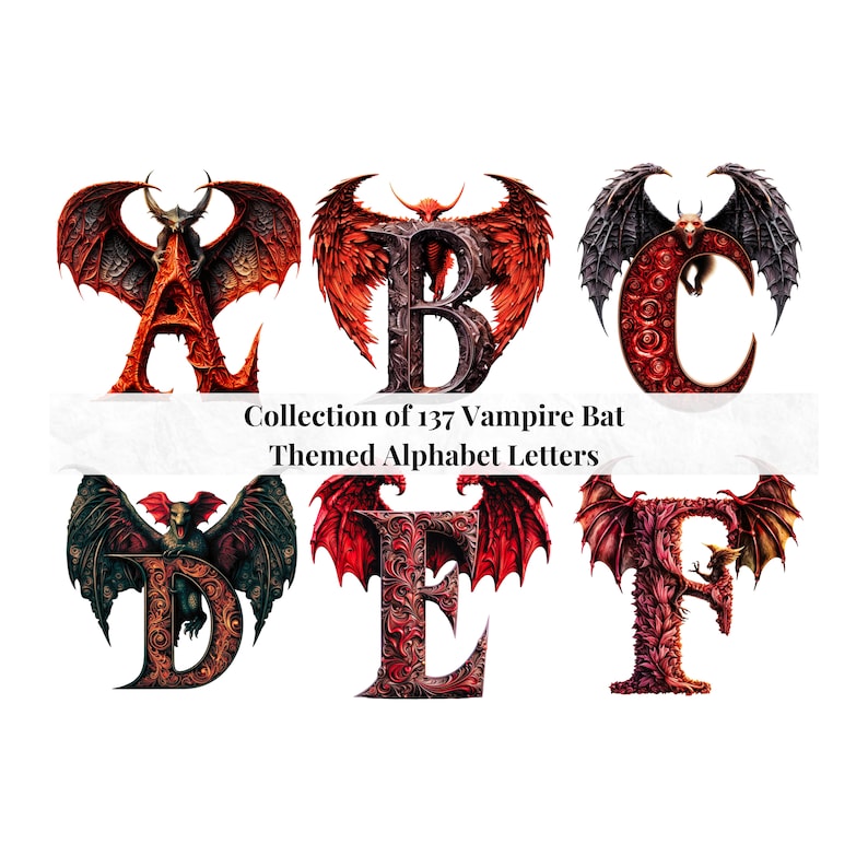 Halloween Vampire Clipart Alphabet Letters for Digital Download ...