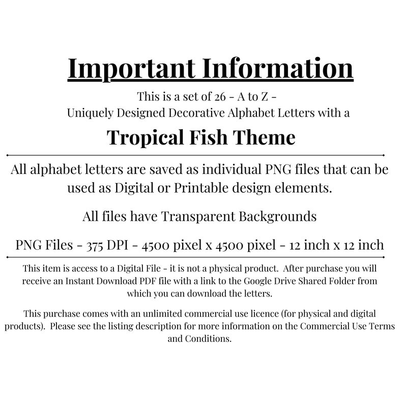 Tropical Fish Alphabet PNG: Under the Sea Clipart (digital Download) - Etsy